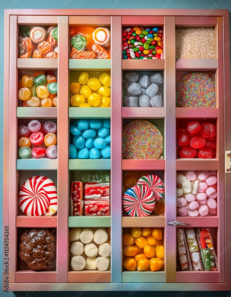 Generated image A candy-themed advent calendar with different types of ...