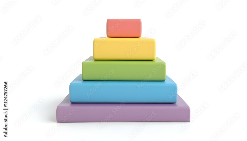 Four level 3d pyramid rendered with colorful layer. Pyramid chart on ...