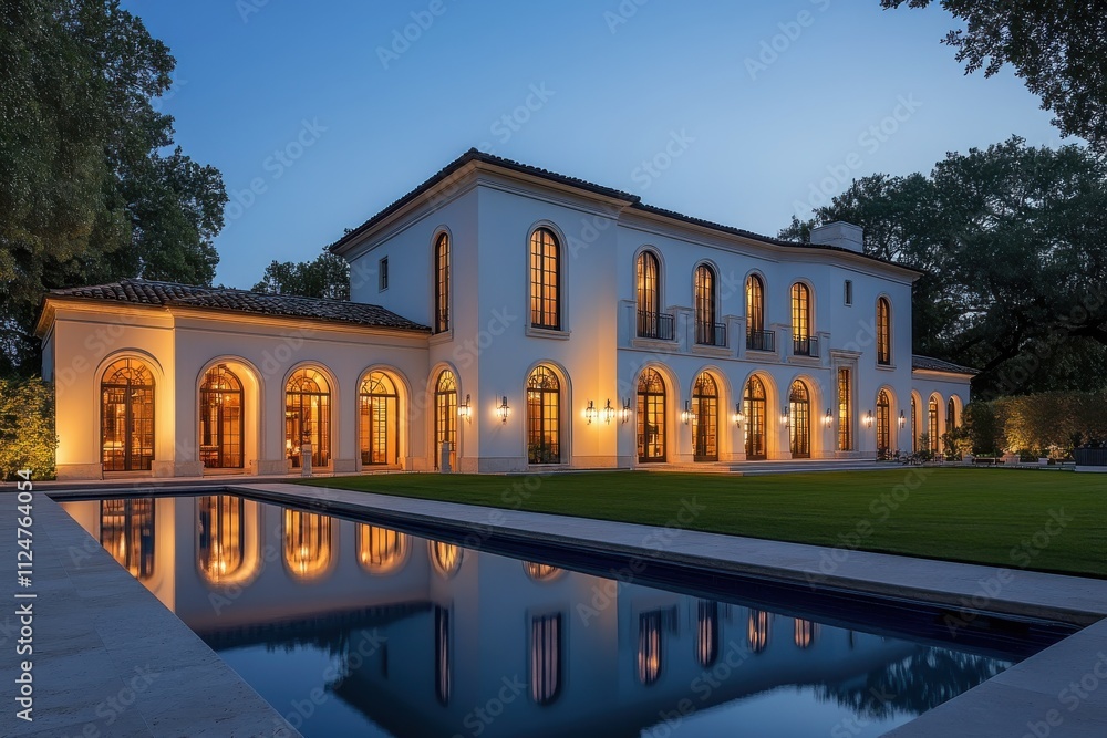 Luxurious modern mansion neoclassical architecture white exterior ...