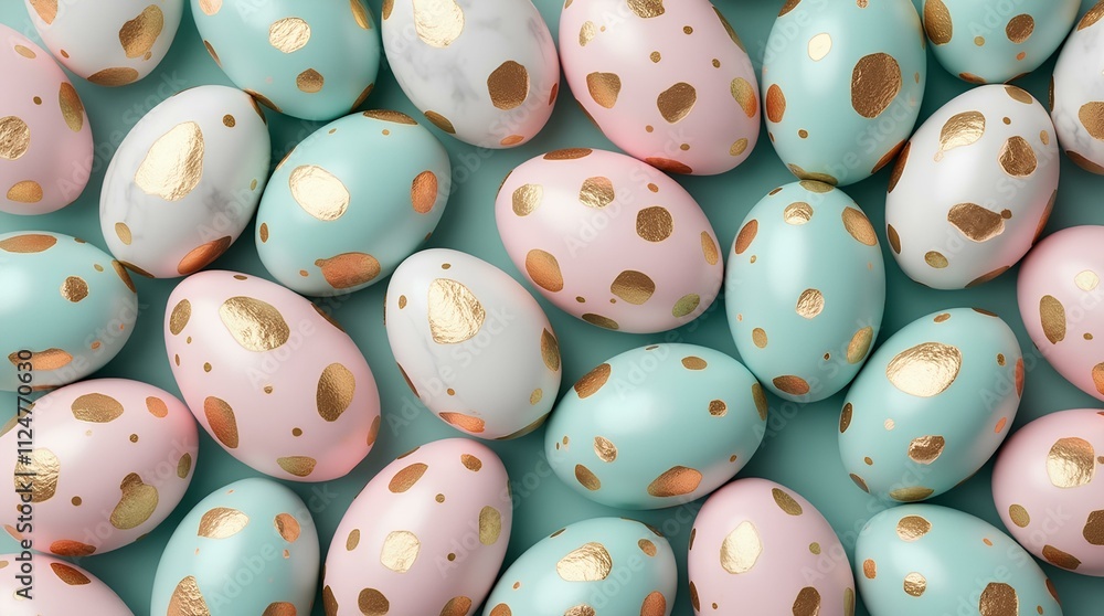 Festive easter eggs background in pastel colors of soft pink, mint and ...