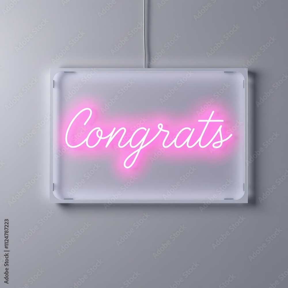 Vector realistic isolated neon sign of "congrats" frame logo for ...