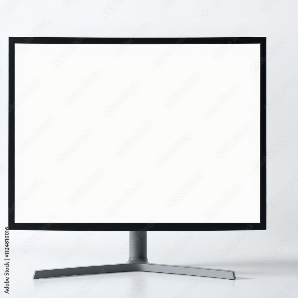 Computer monitor, blank white screen, sleek design, minimalist, modern ...
