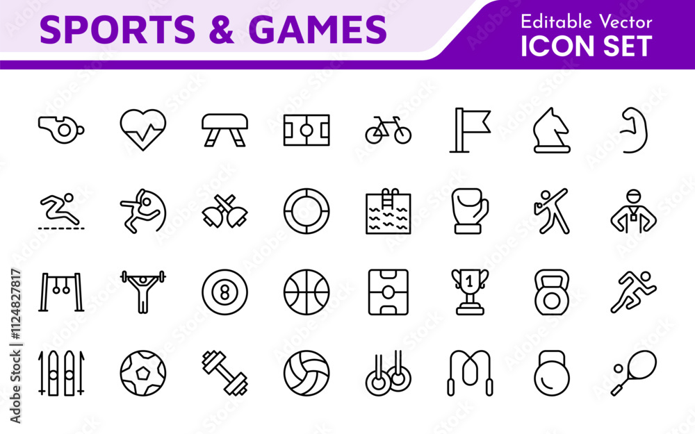 Sports Icon Set. A dynamic collection of vibrant icons representing ...