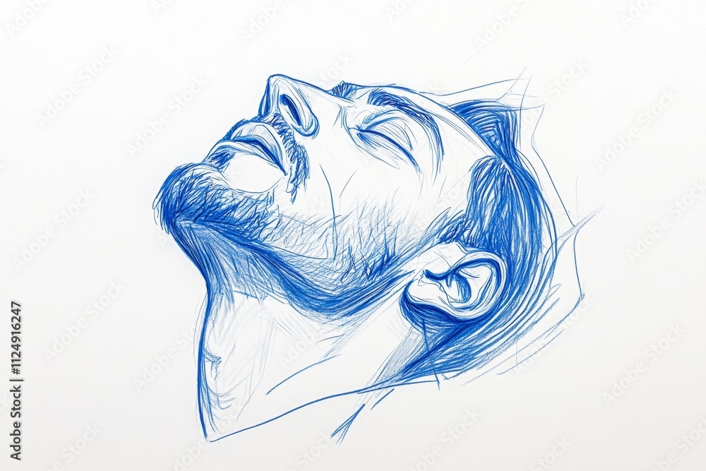A partially erased pencil drawing of a face, with smudges and eraser ...