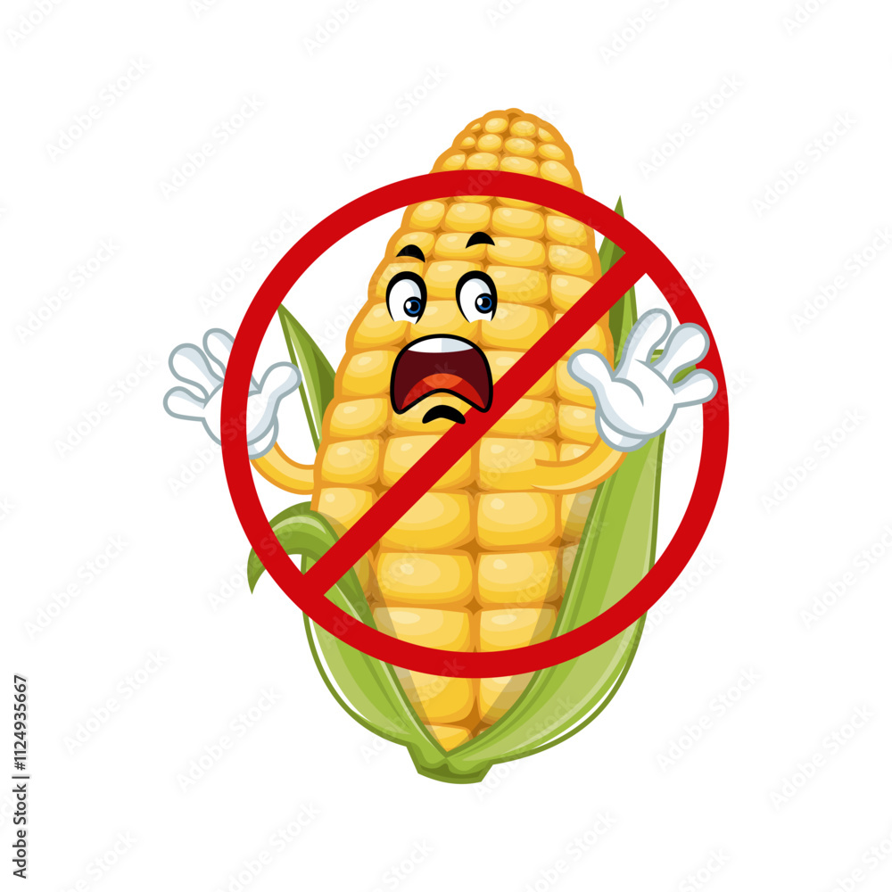 Cartoon Corn No Entry Sign. Stock Vector | Adobe Stock