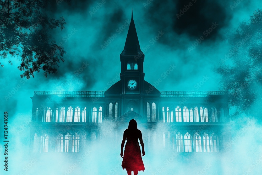 A gothic depiction of a DVD cover for a horror film, featuring dark ...