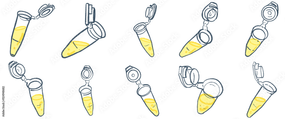 Illustrative Collection of Microcentrifuge Tubes with Liquid Contents ...
