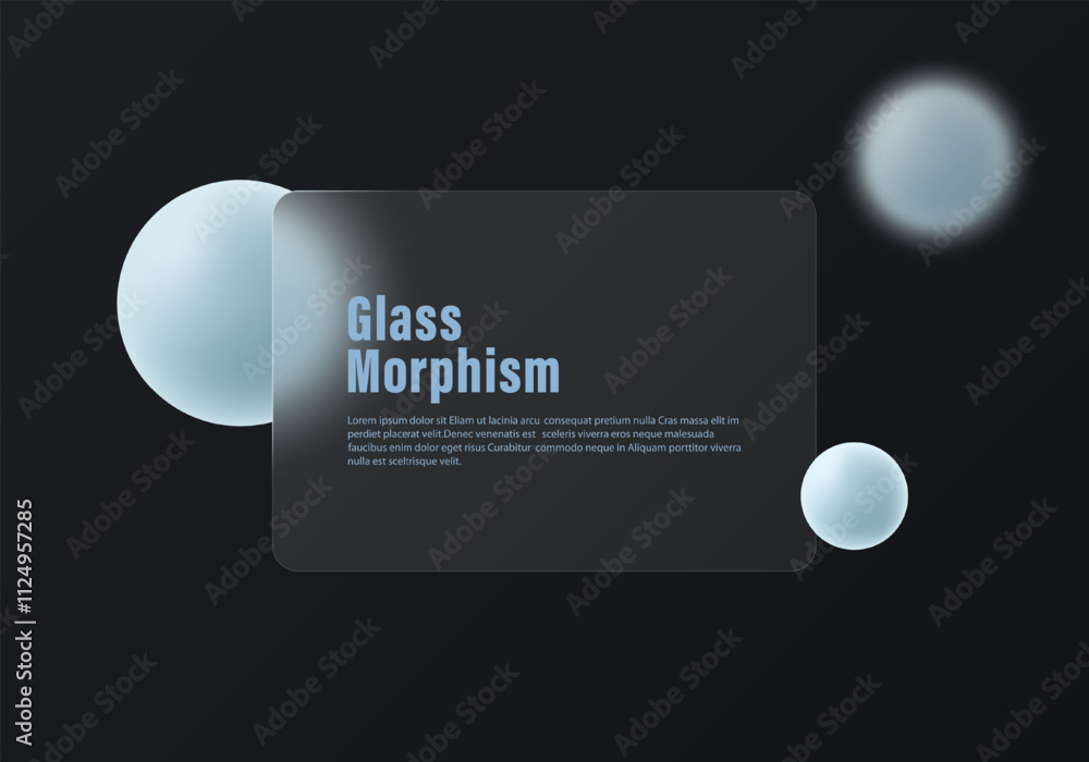 Glass morphism design with frosted glass partition and floating blue ...