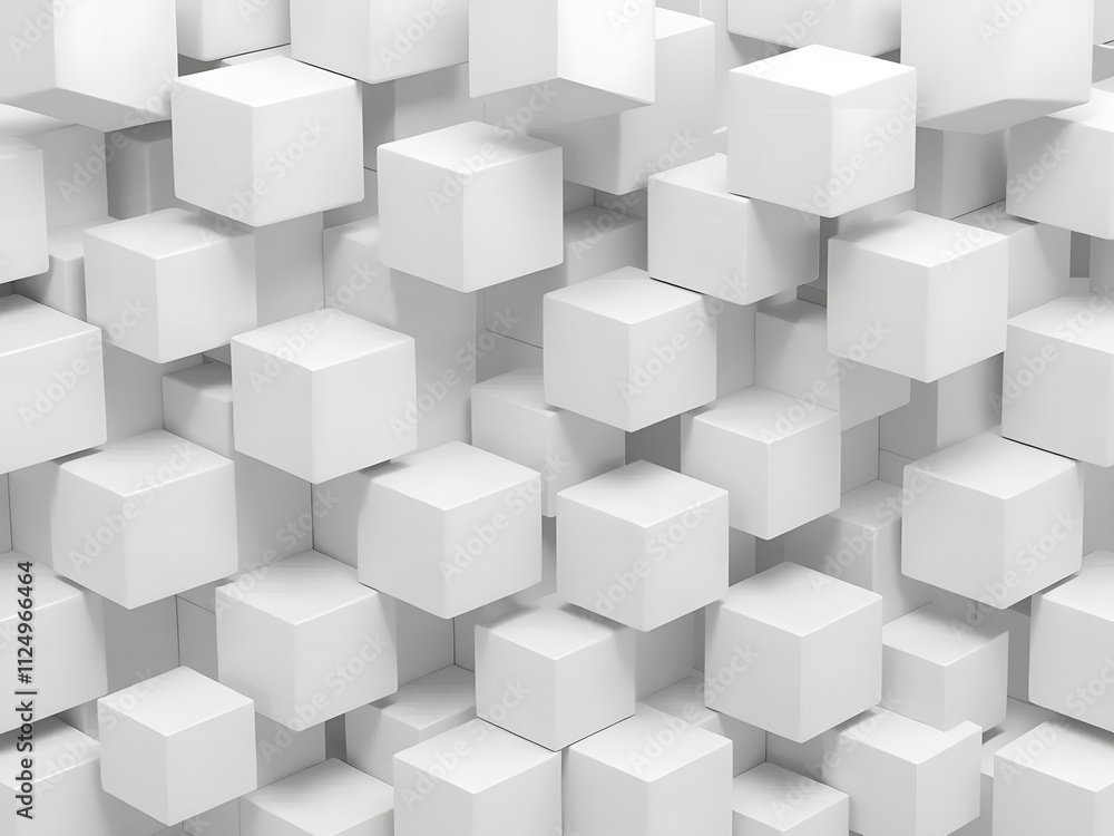 _3D cube patterns in light gray and white, clean and dynamic for ...