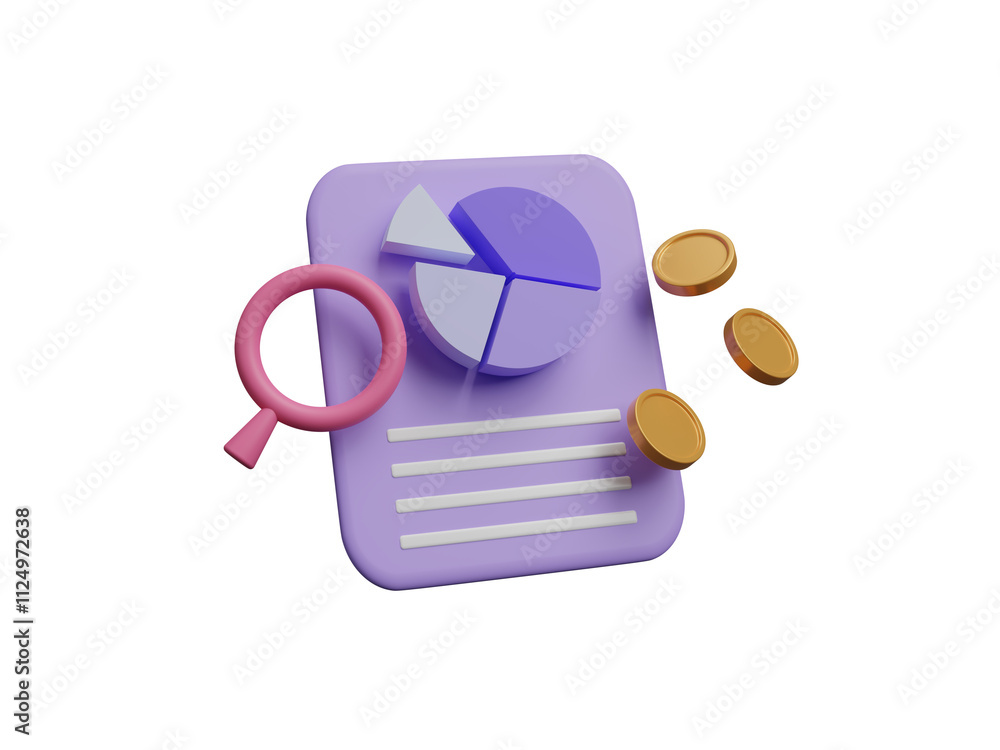 3D Concept tax payment icon isolated on transparent background ...