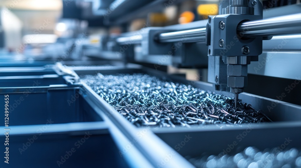 Nail and screw production line, metal wires drawn and cut at high speed ...