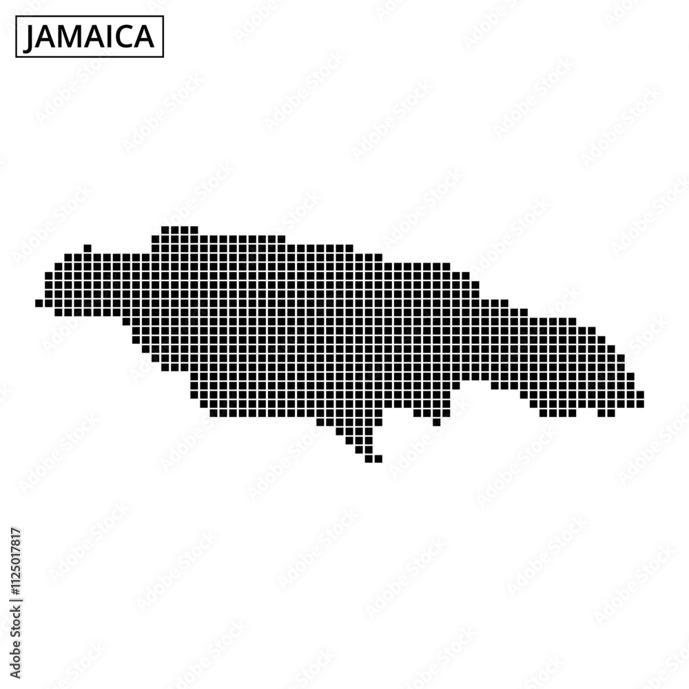 Artistic representation of Jamaica map with dotted pattern on a plain ...