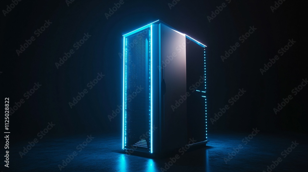 Modern game server rack with blinking lights and cables, symbolizing ...
