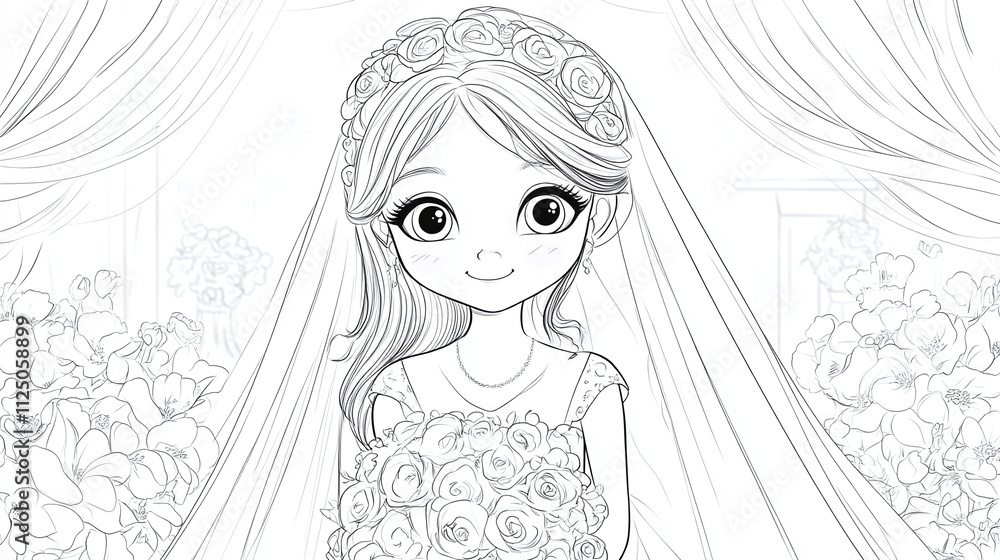 Bride for coloring page from book celebrates marriage, wedding ceremony ...