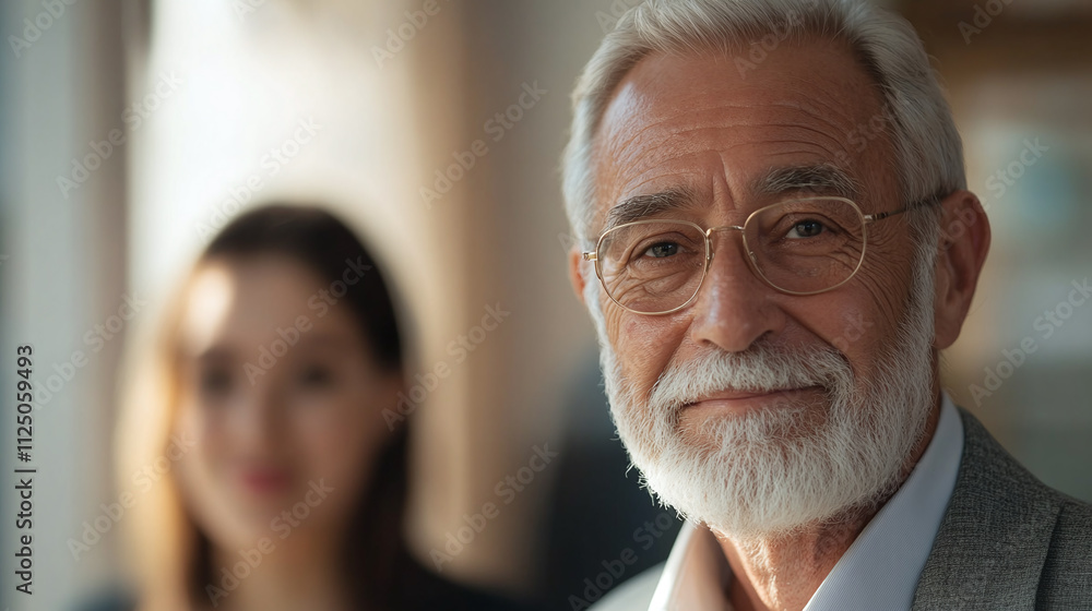 Diverse young meets old wisdom, businessman fostering teamwork with employee and boss, together ...
