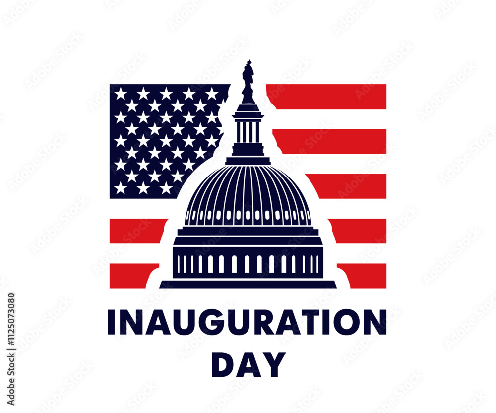 Inauguration day logo with Us Capitol on flag USA. Editable vector ...