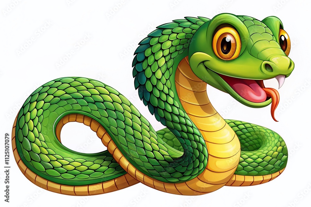 Cute Cartoon Viper Snake Character Isolated on White Background for ...