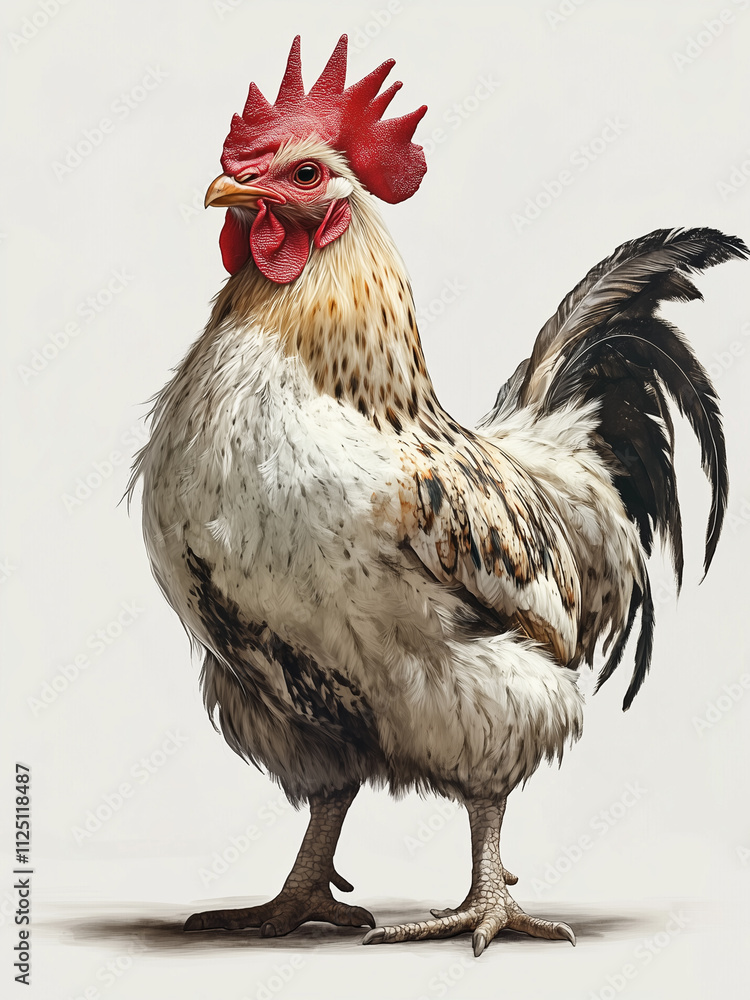 rooster isolated on white background, chicken, male chicken Stock Photo ...