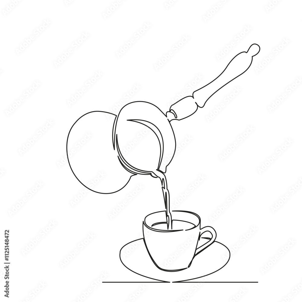 One continuous single drawing line art flat doodle cup, caffeine ...