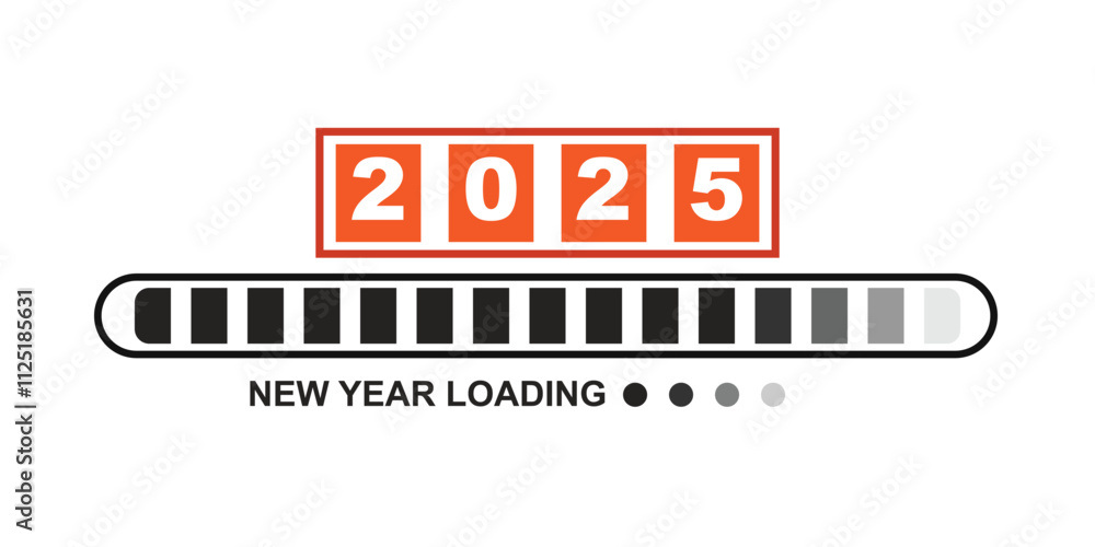 Stock-Vektorgrafik „Loading 2024 to 2025 progress bar. Happy new year ...