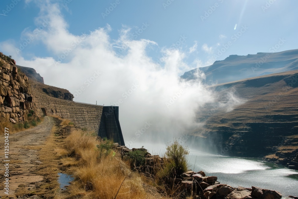 Lesotho's Highland Mist: A Spectacular View of the Katse Dam Wall and ...
