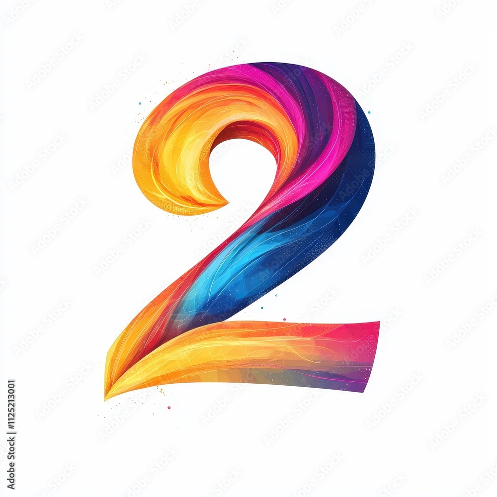 number 2 with abstract motion lines icon logo illustration isolated on ...
