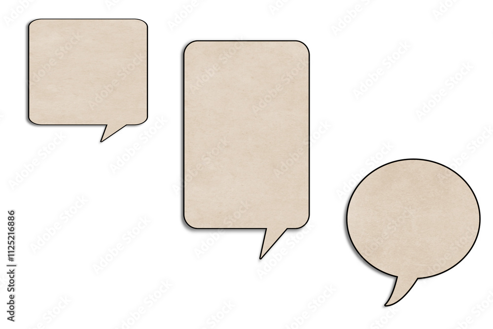 Round and two rectangular paper chat bubbles on transparent background ...