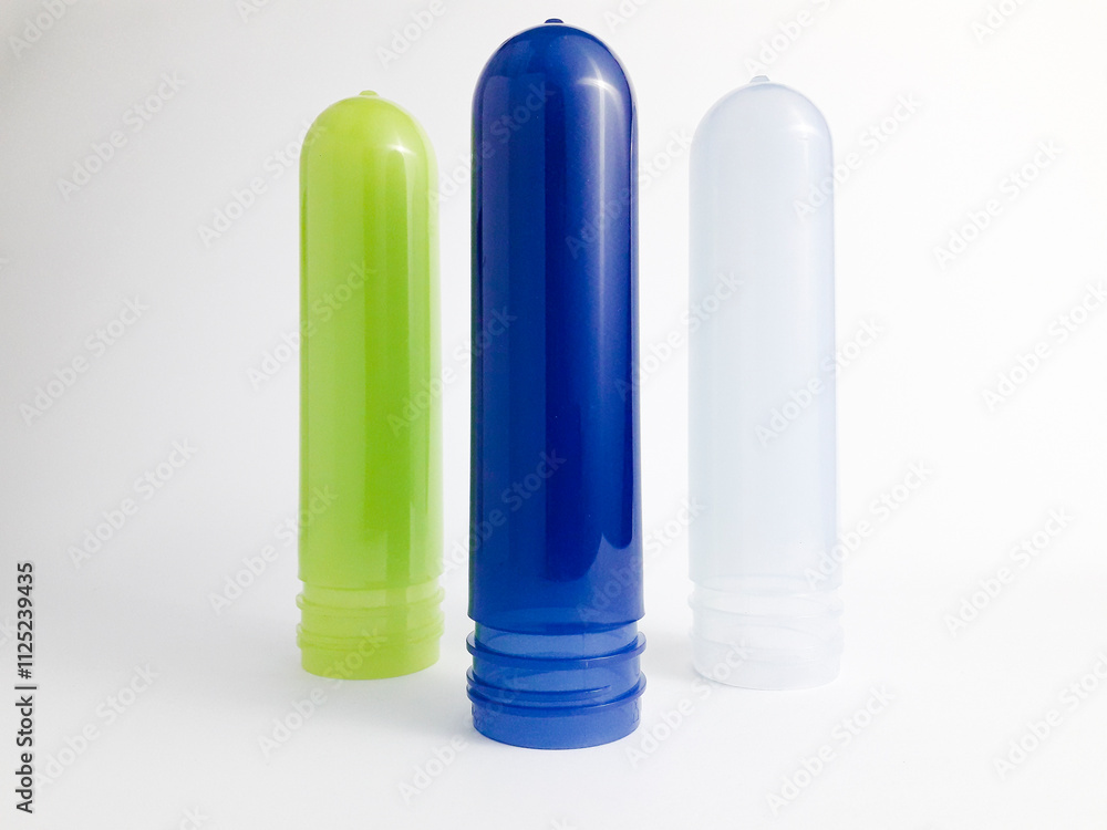 Polypropylene preform isolated on a white background, is plastic that ...