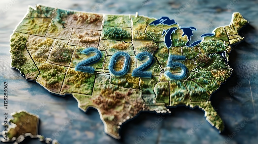 United States Map 2025 - Puzzle map of USA, year 2025, future planning ...