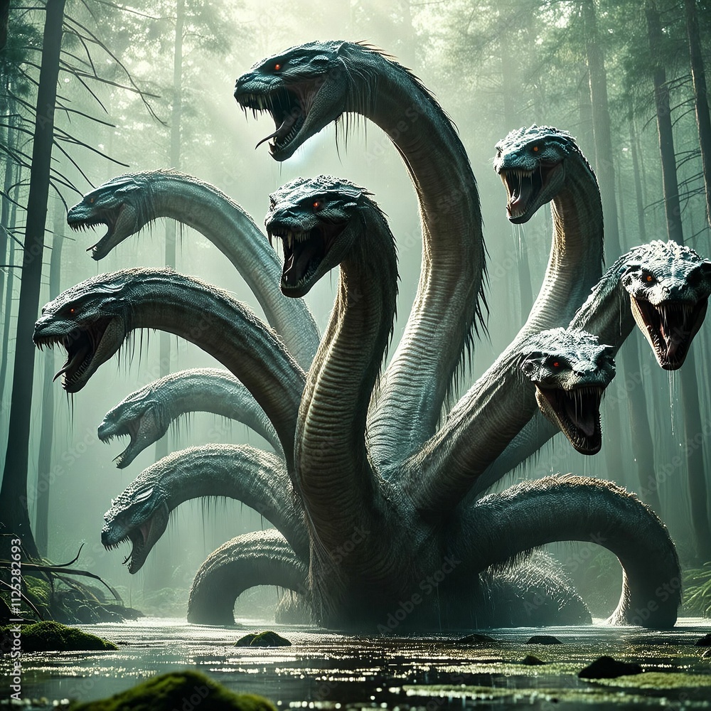 Hydra, a many-headed monster from ancient Greek mythology. When it ...