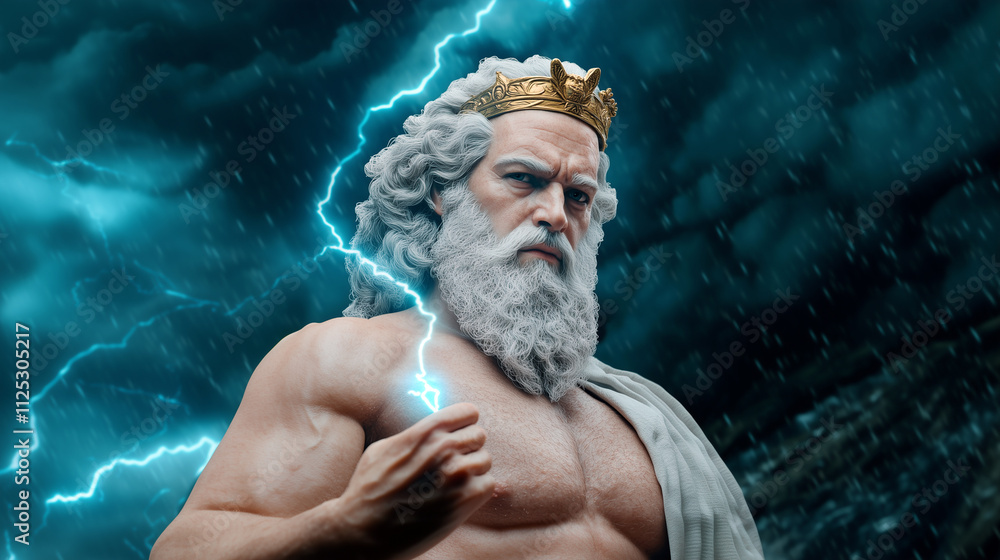 Fantasy portrait of Zeus, ancient Greece's father of the gods. (Called ...