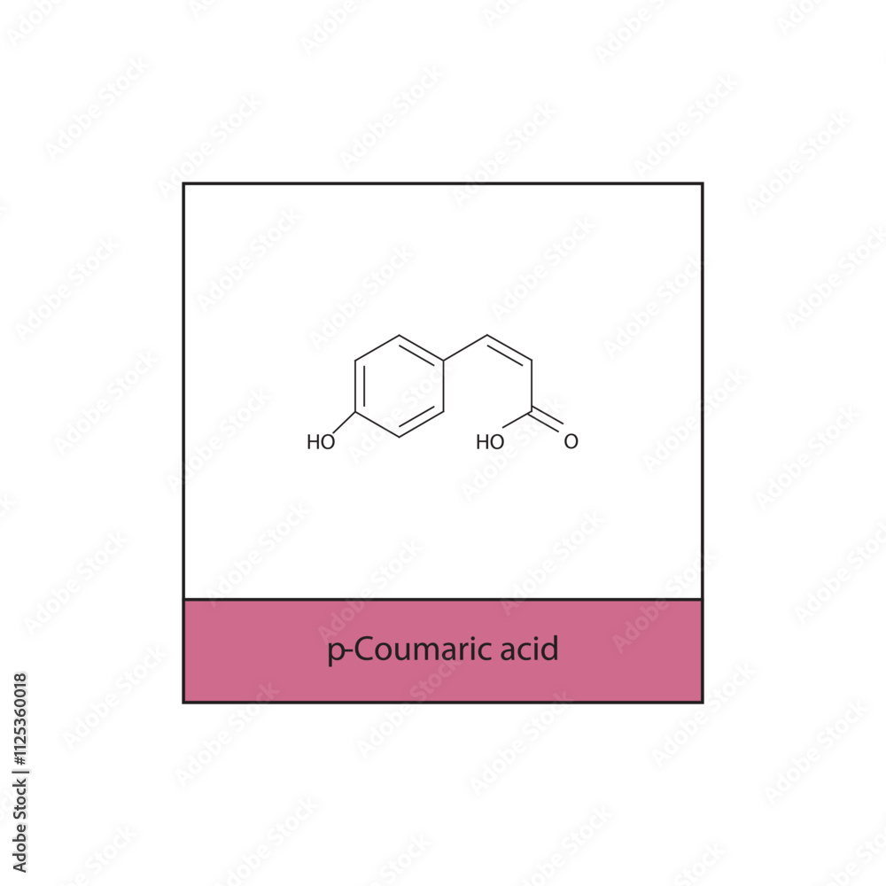 p-Coumaric acid skeletal structure diagram.hydroxycinnamic acid ...
