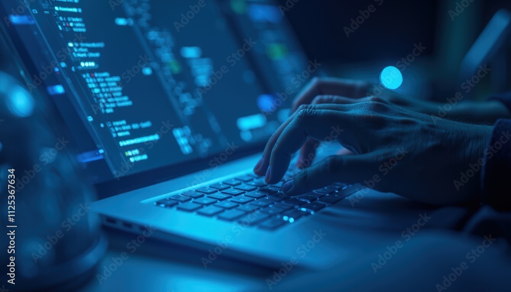 Dark mode cybersecurity analysis & detection Stock Photo | Adobe Stock