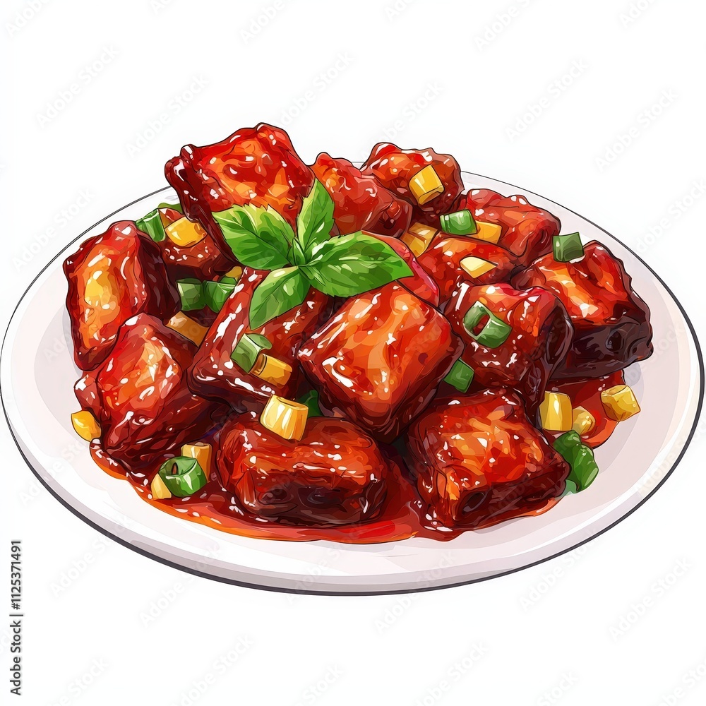 Chinese sweet and sour spare ribs tang cu pai gu national cuisine dish ...