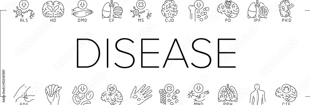 incurable disease doctor patient icons set vector. cancer empathy, desk ...