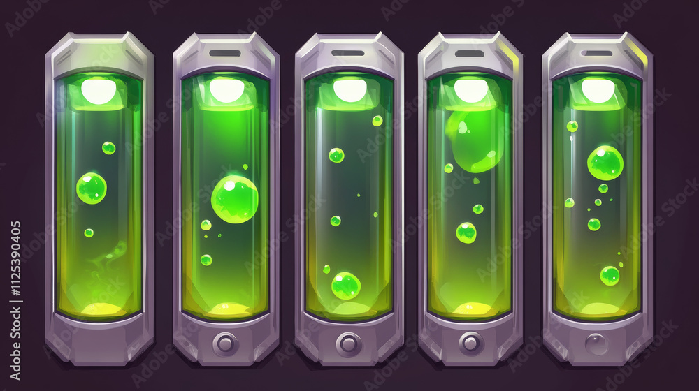 Game ui loading progress bars vector set, cartoon interface gui design ...