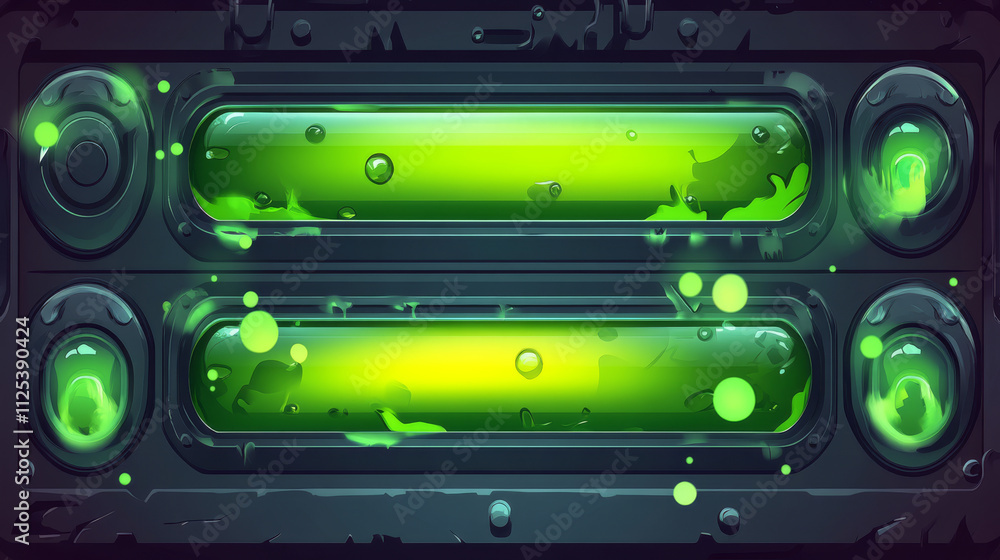 Game ui loading progress bars vector set, cartoon interface gui design elements. Status and ...