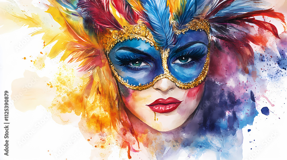Mardi gras carnival symbols, watercolor clipart illustration with ...