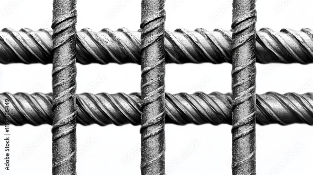 Metal rod, steel reinforced rebar. Vector realistic set of construction ...