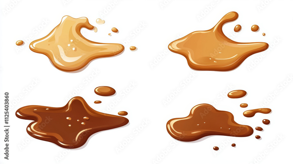 Illustration Stock Spill soy or teriyaki hot sauces puddles and ...