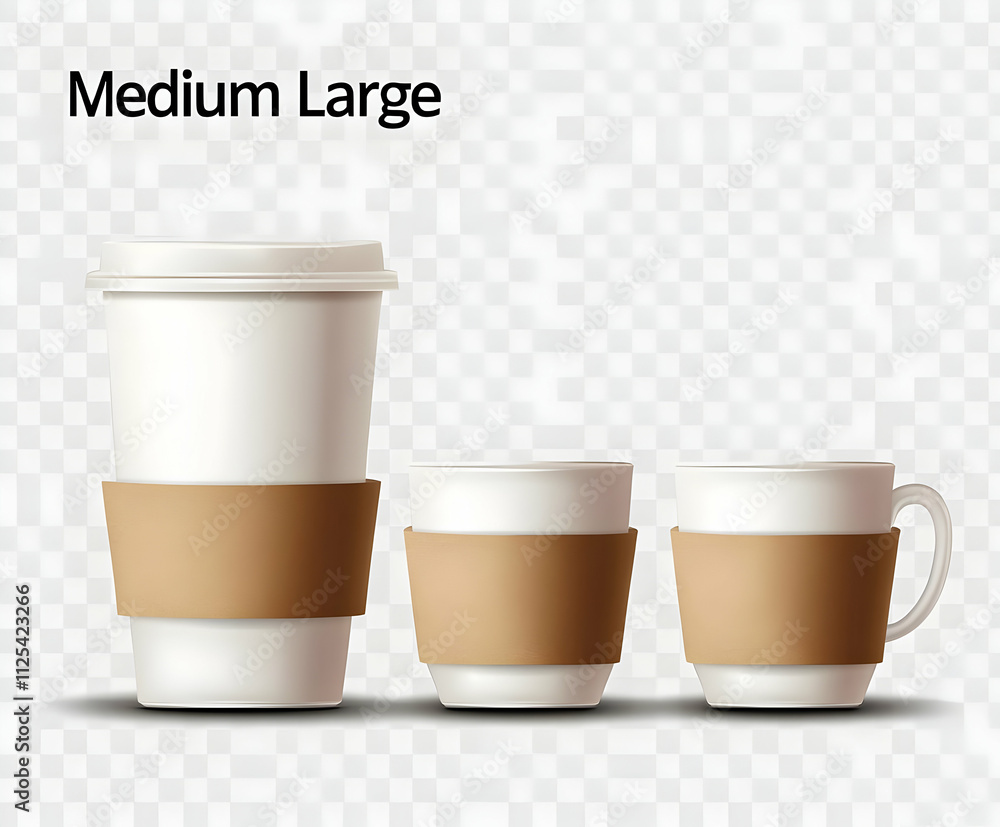 Realistic vector chart for coffee cup sizes, perfect for displaying ...
