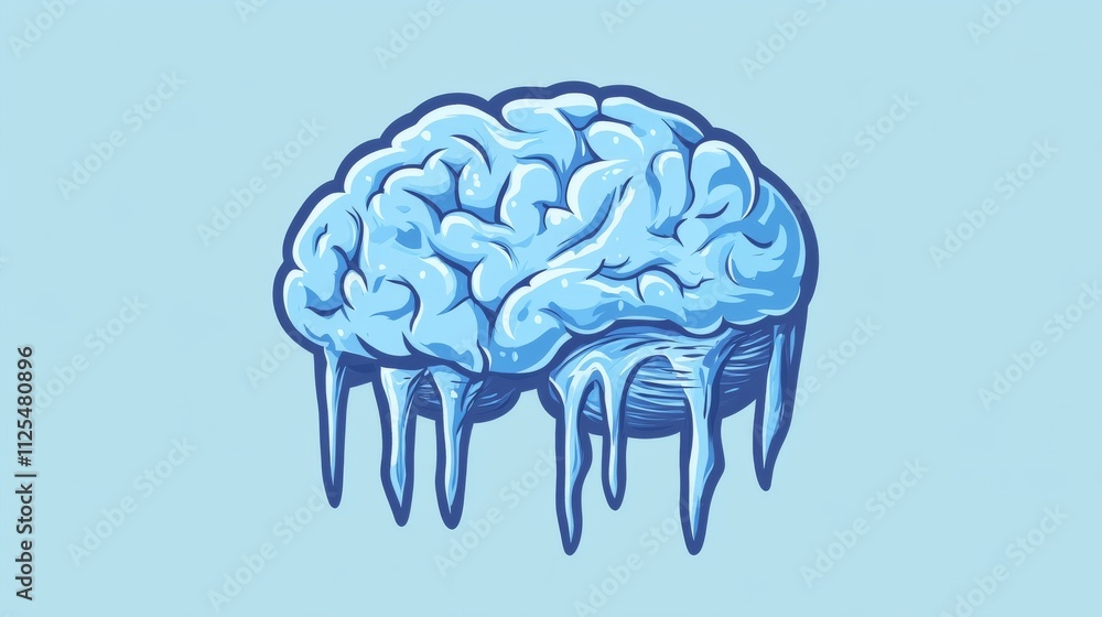 Frozen brain melting, representing mental health issues and burnout ...
