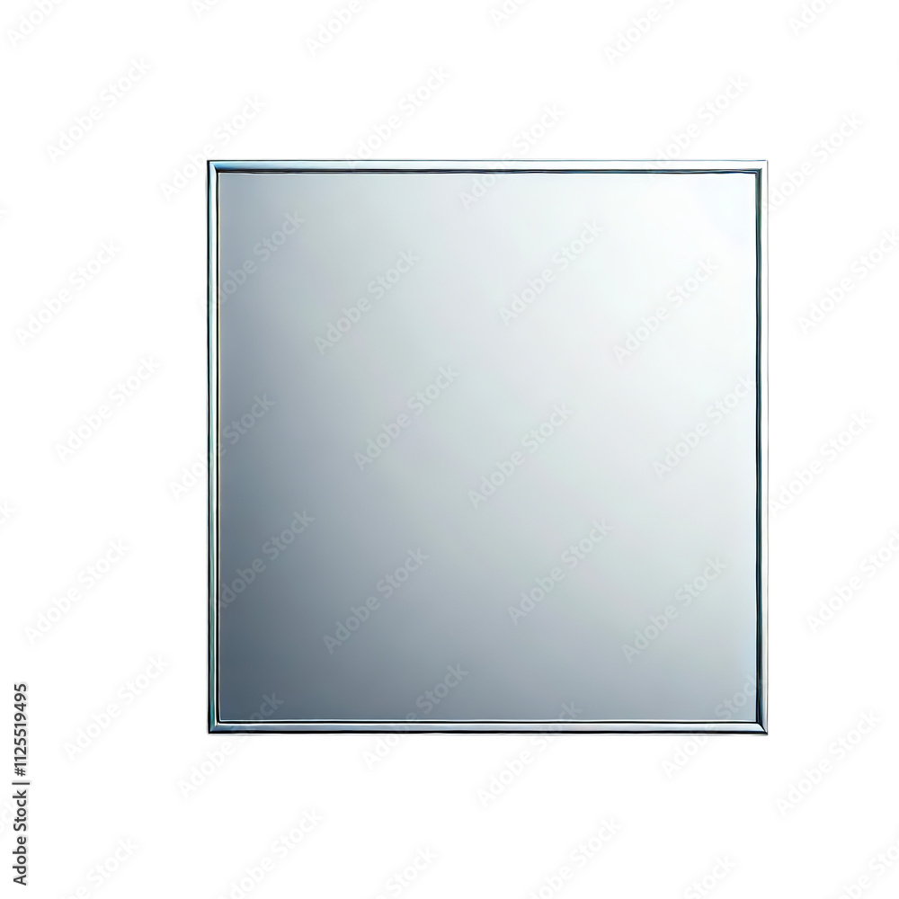 PNG of Minimalist square mirror with a sleek metallic frame on ...