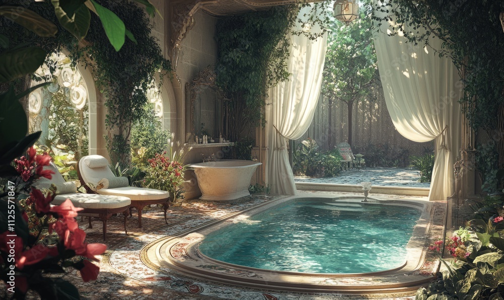 Creating artwork for a wellness center with Victorian-era spa services ...