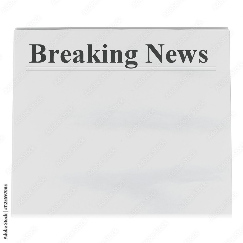 Newspaper, template mock up. Breaking News title on newspaper, 3D ...