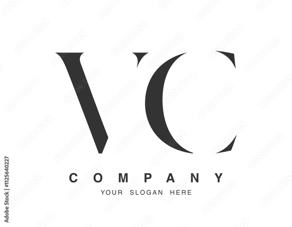 VC logo design. Initial letter v and c serif font style. Creative ...