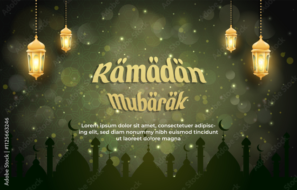 ramadan mubarak 2025 template banner with beautiful islamic ornament ...