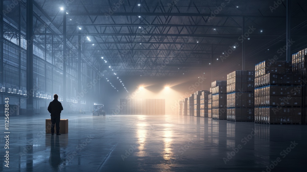 Warehouse operations industrial facility photography ambient lighting ...