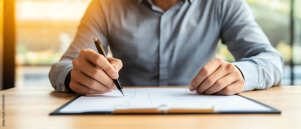 Business owner reviewing project timelines, focus on planning and ...