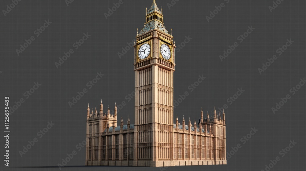 illustration of Big Ben-A 3D iconic, Isolated on transparent background ...